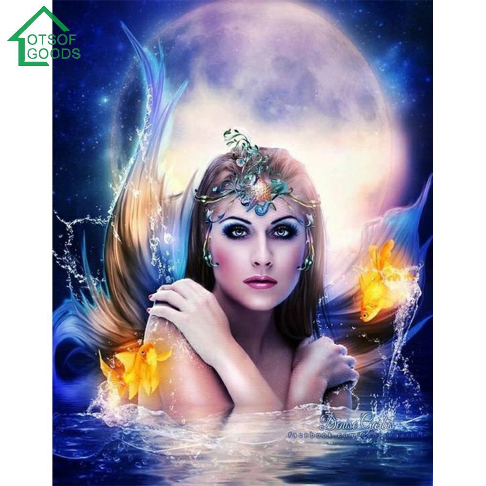 [LOTSOFGOODS] 5D Diamond Painting Full Moon Beauty Figure Pattern DIY ...