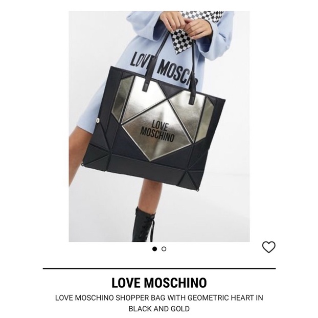 กระเป๋า LOVE MOSCHINO GEOMETRIC TOTE BAG GOLD BLACK | Shopee Thailand