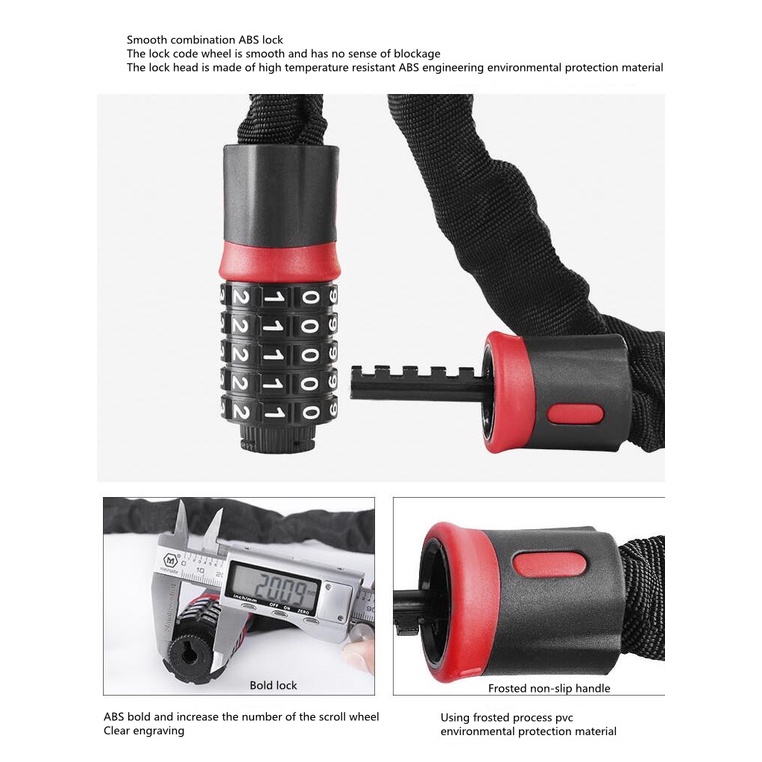 Bicycle Chain Lock Five-digit Combination Lock Anti-theft Lock Trolley ...