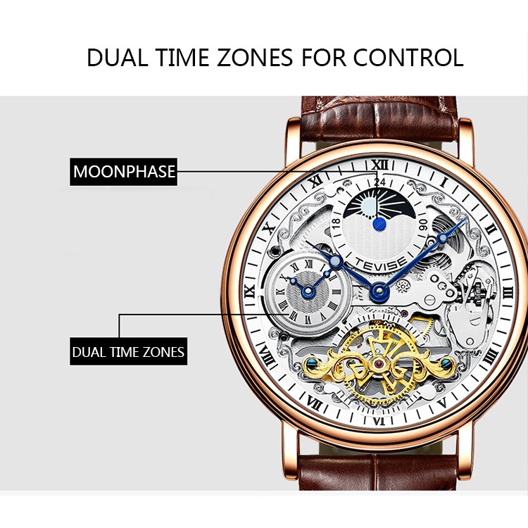 Tevise T888 นาฬิกาข้อมือสายหนังเทียมสําหรับผู้ชาย - exr68illnh - ThaiPick