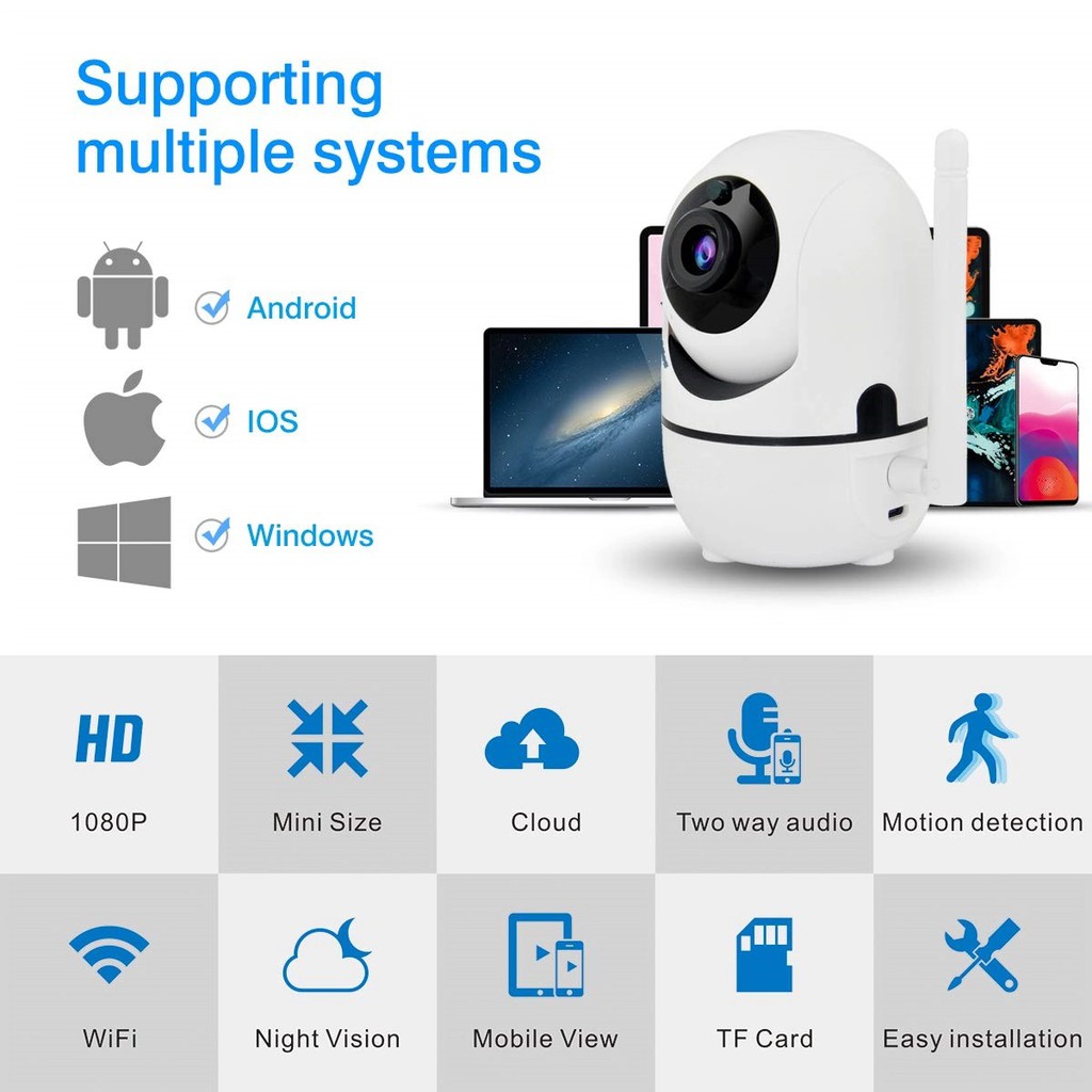 กล้องวงจรปิดไร้สาย Ip Camera Wifi ความละเอียด Full Hd 1080p Indoor