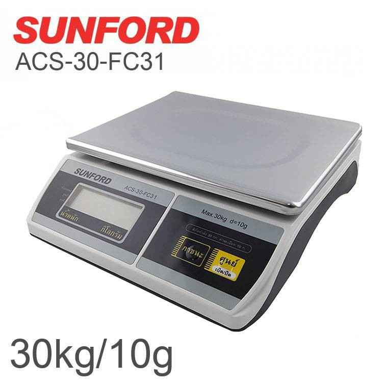 เครื่องชั่งดิจิตอล SUNFORD ACS-FC31 30 กก.เครื่องชั่งคู่ร้านแฟรนไชส์ไปรษณีย์ ขนส่ง จอ Backlight ...