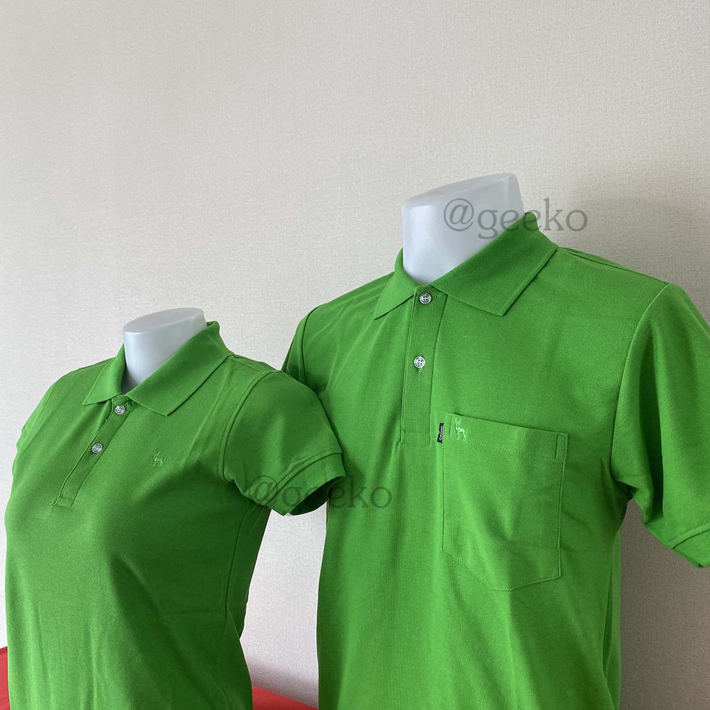 เสื้อคอปก สีเขียวมะนาว Geeko เสื้อโปโล ตรากวาง เนื้อผ้านุ่ม สวมใส่บาย แบบหญิง เป็นเสื้อเข้ารูป ...