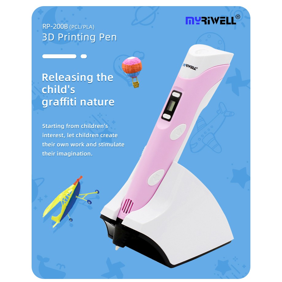 Myriwell wireless charging 3D pen Drawing Printer Pencil Printer Kit al ...