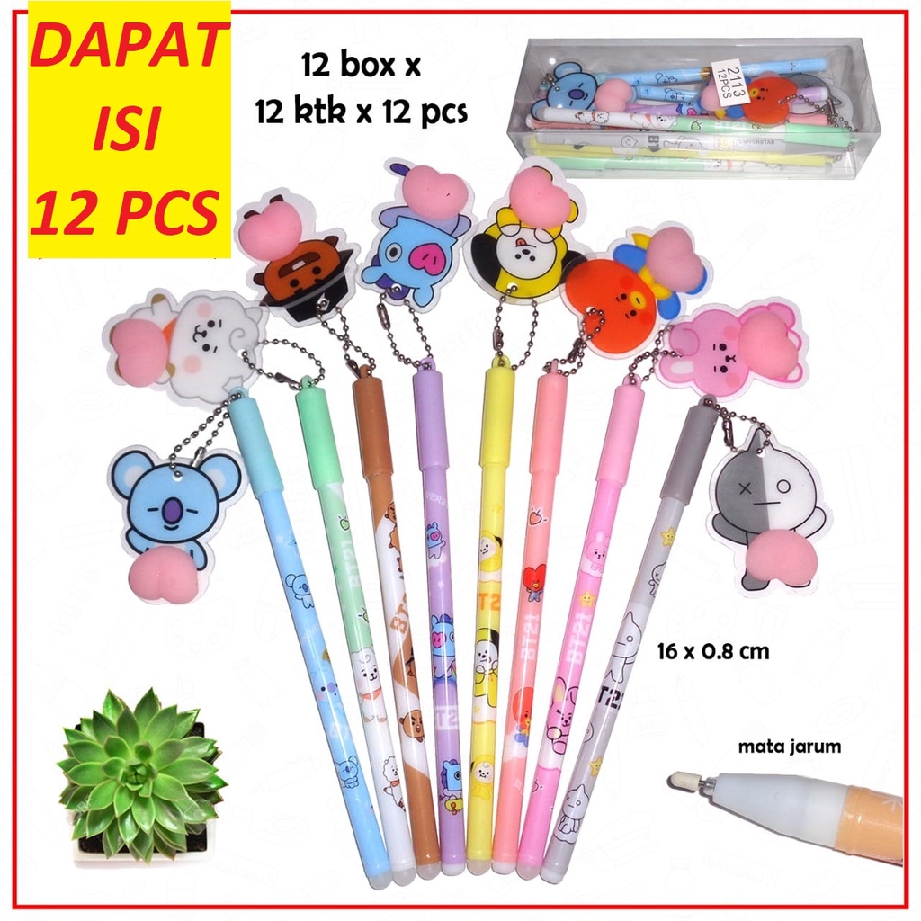 (12 ชิ้น) Bts ปากกาเจล BT21 BOLPEN GEL BT-21 ปากกาลูกลื่นตัวอักษร - kanday2.th - ThaiPick