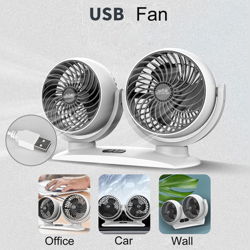 3 Gears Mini Car Cooling Fan Portable Auto Electric Fan Cool USB 12V ...