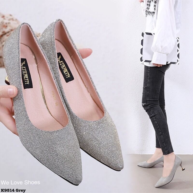 K9514รองเท้าคัทชูปลายแหลมทรงสวย ส้นสูง 2.5 นิ้ว - yaowarak2704 - ThaiPick