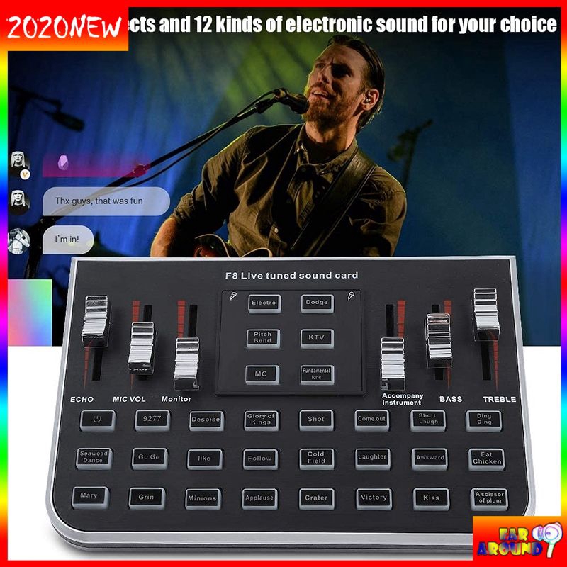 Live Sound Card, F8 Universal Voice Change Audio Mixer Adapter Card ...