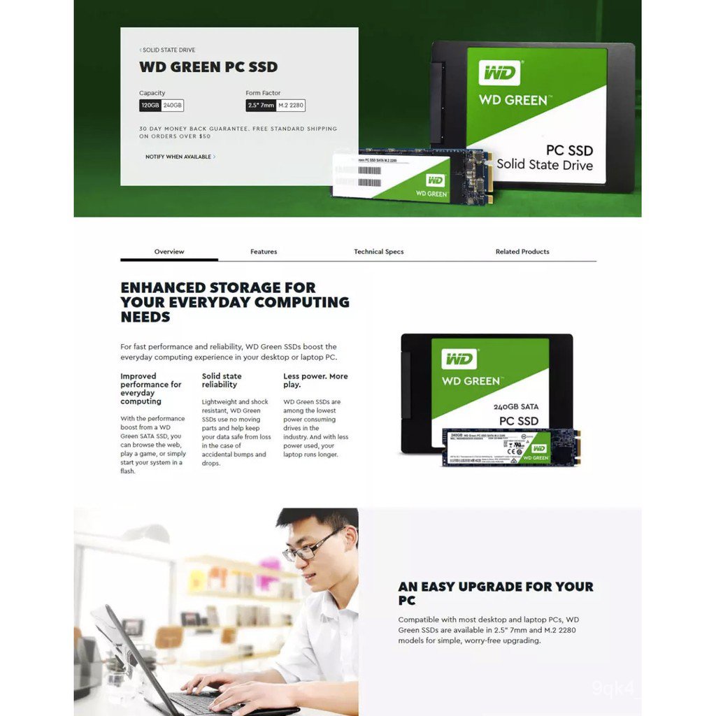 Western Digital WD Green 120GB / 240GB / 480GB SATA 2.5" SSD ...