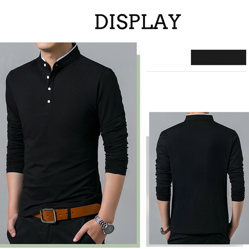 New Men Casual T Shirt Long Sleeve Mens Fashion Solid Color Clothing ...