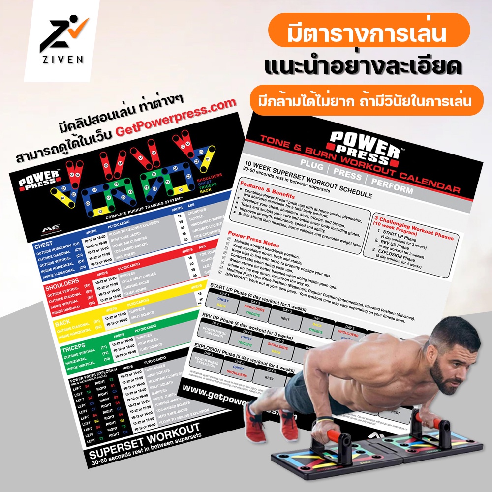ZIVEN 24 in 1 บริหาร อก หลัง ไหล่ แขน ได้ครบในเครื่องเดียว บอร์ดวิดพื้น ...