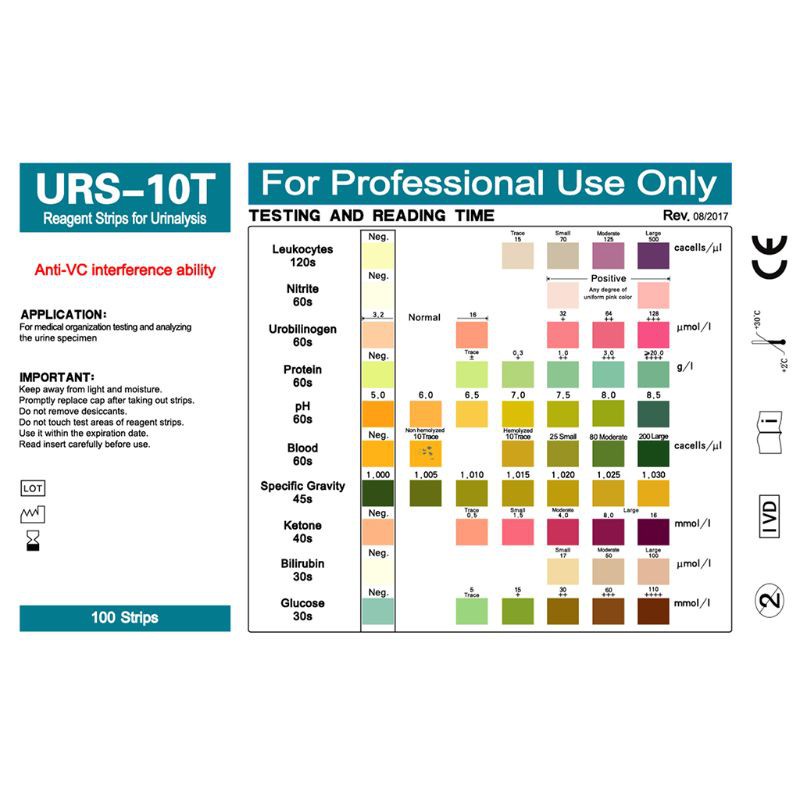 ♪SEL♫100 Strips URS-10T Urinalysis Reagent Strips 10 Urine Test Strip ...