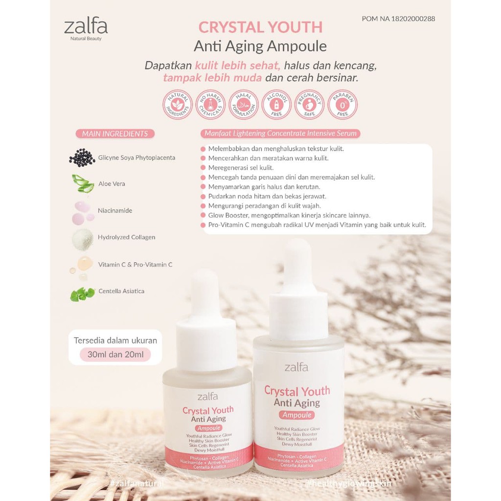 Zalfa เซรั่มไวท์เทนนิ่งธรรมชาติต่อต้านริ้วรอย - yumnapoint.th - ThaiPick