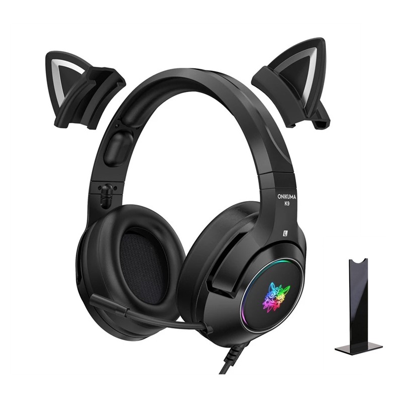 ¤ New Arrival K9 Black Demon Version Cat Ear Gaming Headset With Mic ...