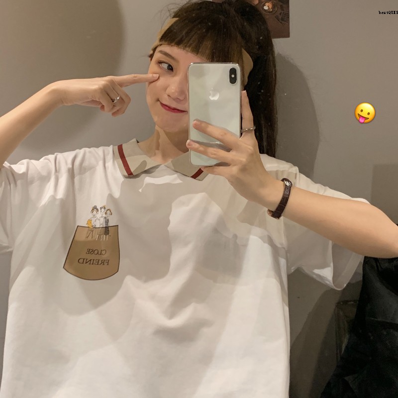 Soft Sister เสื้อโปโลแขนสั้นเสื้อยืดหญิงประจำวัน 2020 หลวมเวอร์ชั่น ...