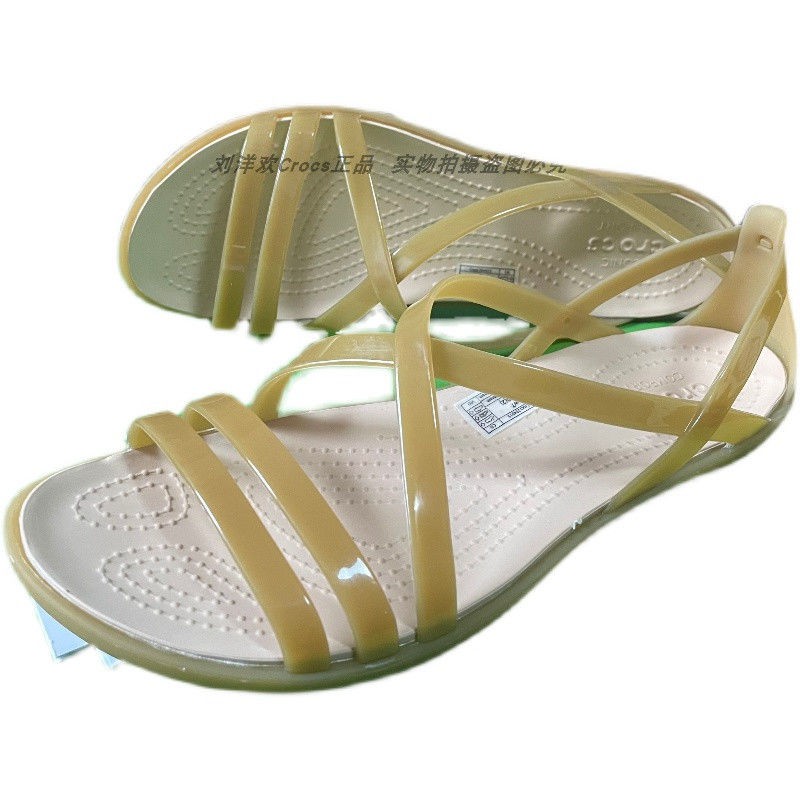 ใหม่Crocsอิซาเบลาเข็มขัดคาโปจิแฟชั่นสบายๆผู้หญิงแบนรองเท้าแตะชายหาดและ ...