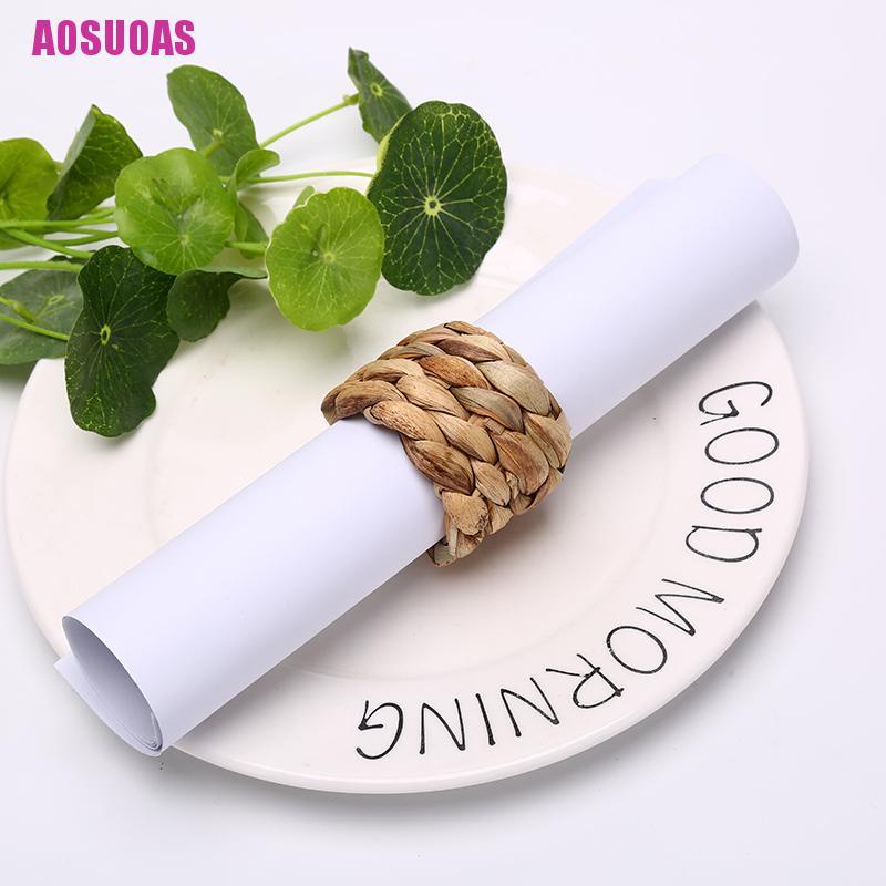 AOSUOAS 1pcs Natural Material Straw Husk Napkin Ring Water Hyacinth ...