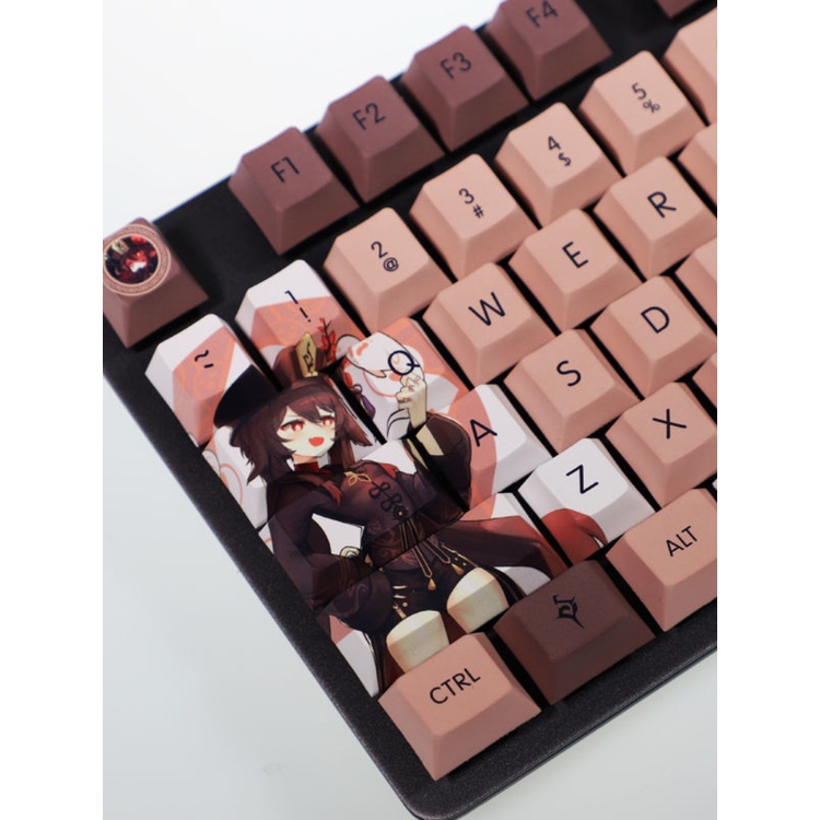 Genshin Impact HuTao Chocolate Key Caps Game Character Key Caps PBT ...
