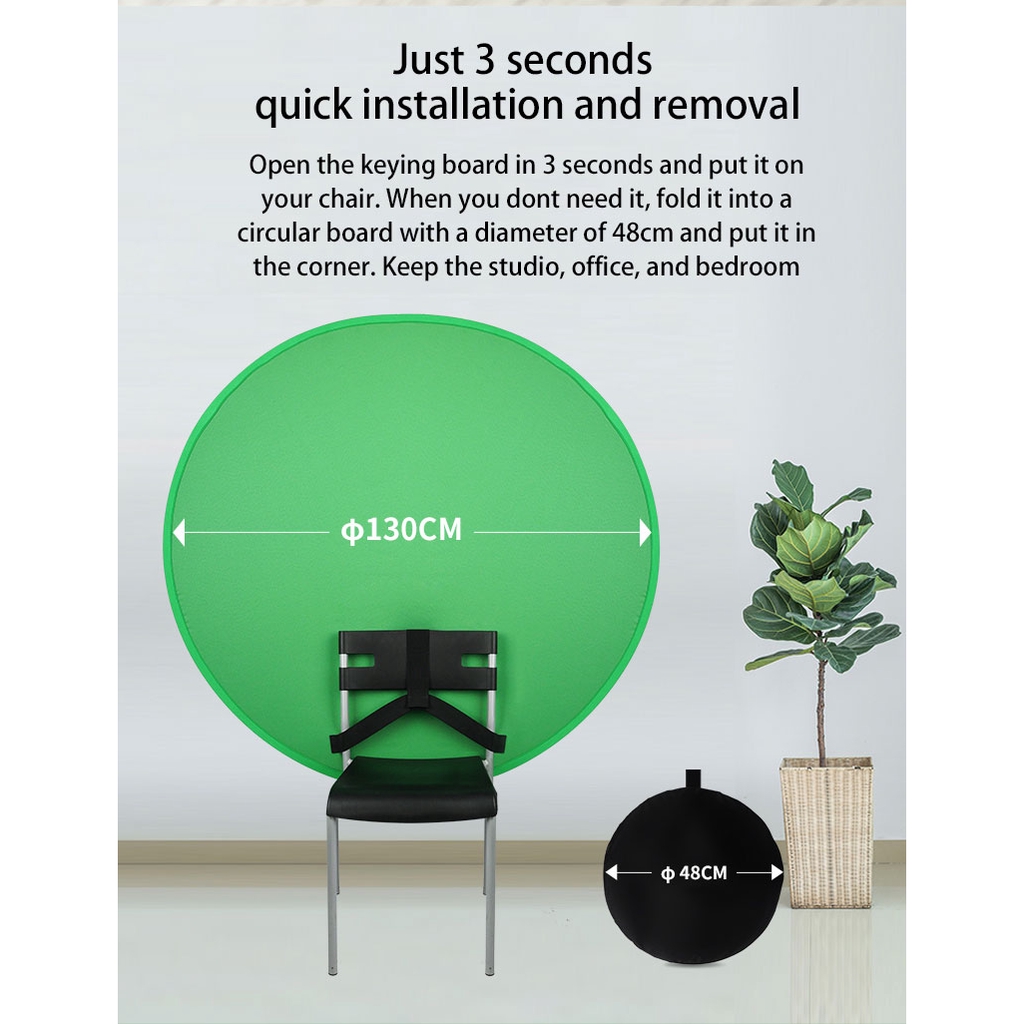 Selens Portable Green Screen Webcam Round Background Gaming Chair Green ...