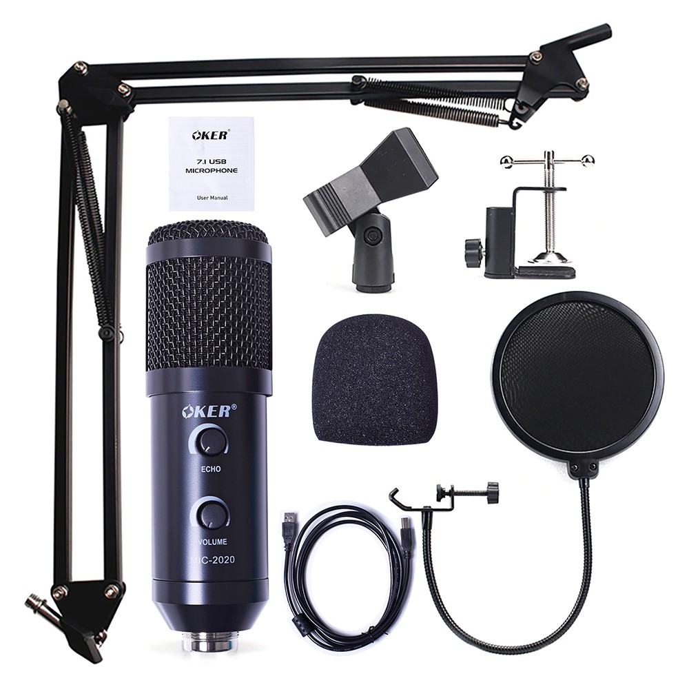 ไมโครโฟน OKER MIC-2021 Microphone ไมค์โครโฟนคอนเดนเซอร์ USB เอฟเฟกต์ ...