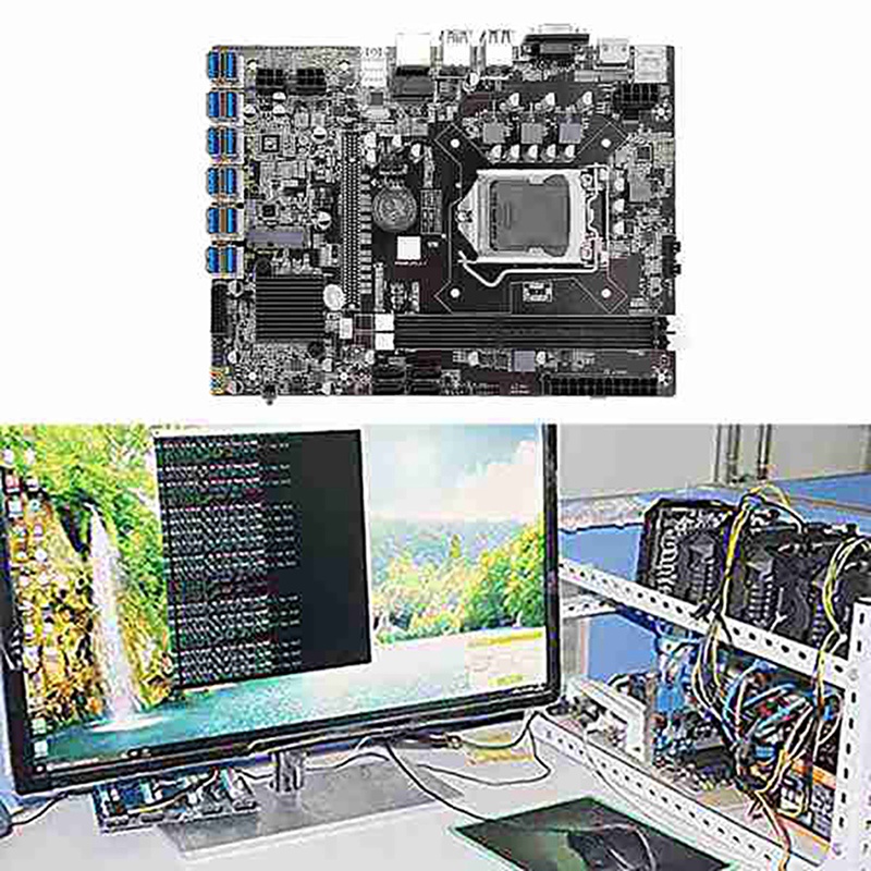 โมโตการ์ดขุดเหมือง 12 GPU B75 จาระบีความร้อน สายเคเบิลพาวเวอร์ 12X USB3.0(PCIE) ช่องเสียบ ...