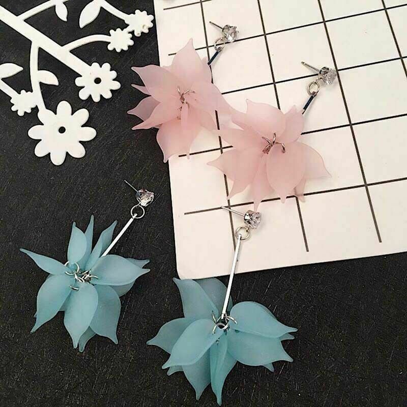 Equalistic Luxury Women Crystal Dangle Bl ear Ear Stud Solid Flowers ...