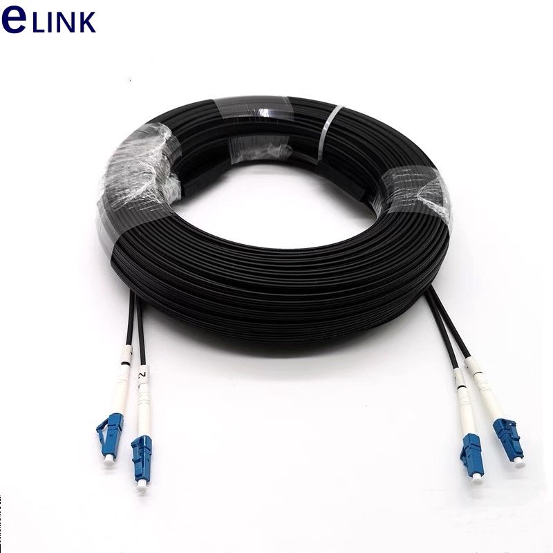 90M LCUPC 2 Cores Drop optic patch cord 3 steels 2C Outdoor single mode ...