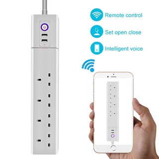 Hot Sales13A WiFi Smart Power Strip 4 AC Outlets UK Plug Sockets 2 USB ...