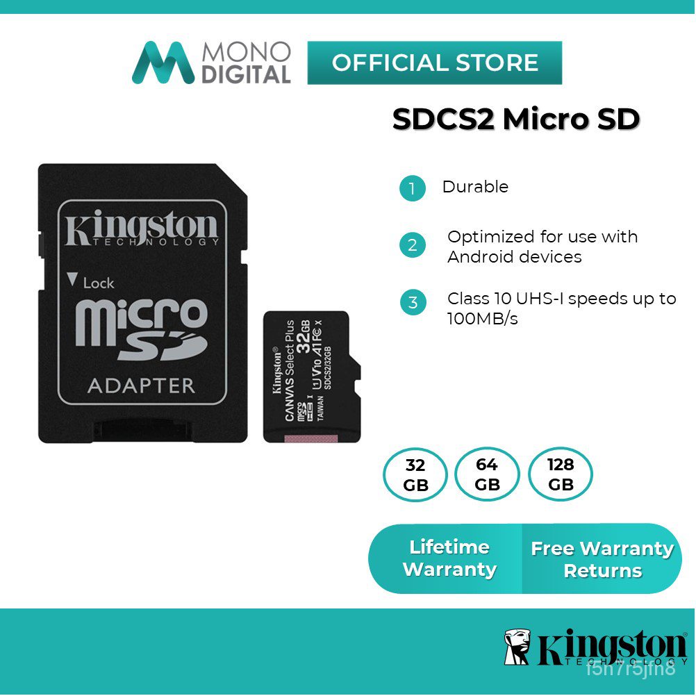 2021Kingston Canvas Select Plus MicroSD 100MB/s Class 10 UHS-I Card ...