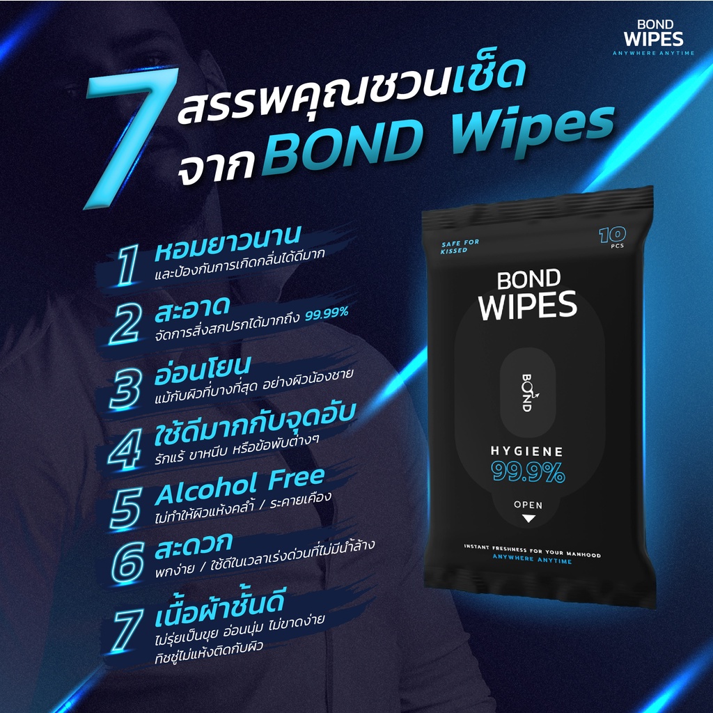 BOND Wipes ผ้าเช็ดน้องชาย (ผ้าเช็ดฉุกเฉิน) สูตรธรรมชาติ 1 กล่อง 10 ชิ้น ...