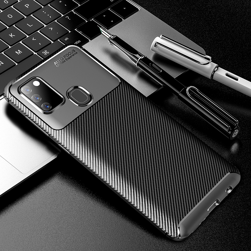 Phone Case for Samsung Galaxy A21s Case Cover Luxury Carbon Fiber Soft ...