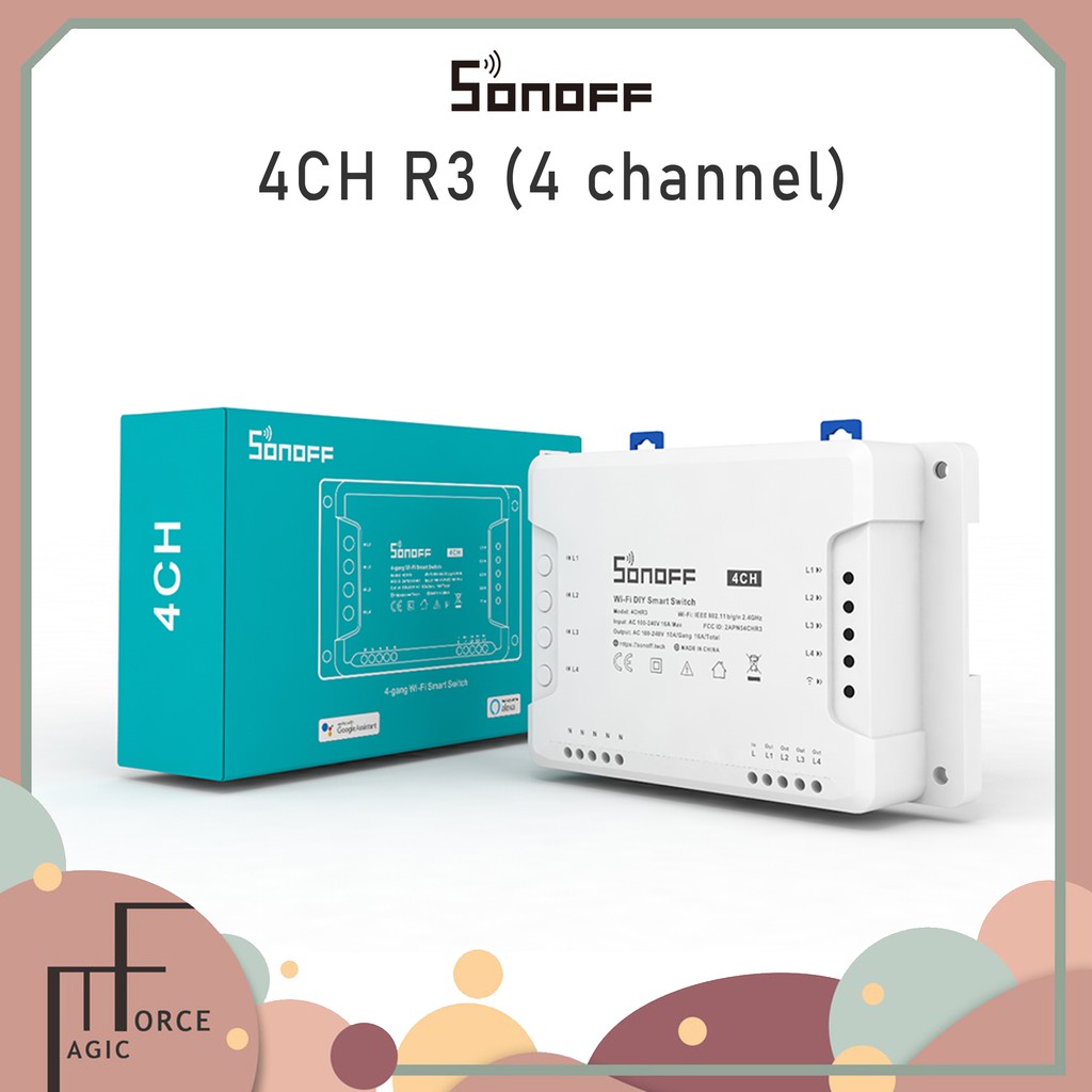 Sonoff 4CH R2 R3 ประกัน 1 เดือน ITEAD 4 Channel Din Rail Mounting WiFI ...