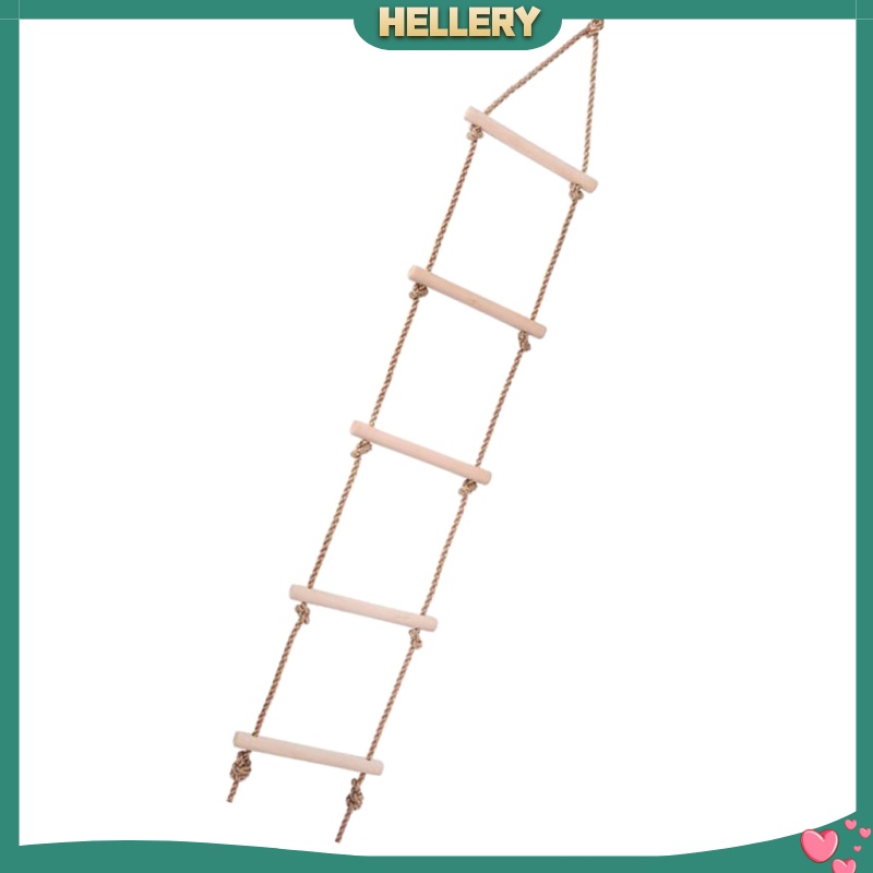 [HELLERY]Outdoor Climbing Frame Kids Playhouse Wood 5 Rungs Rope ...