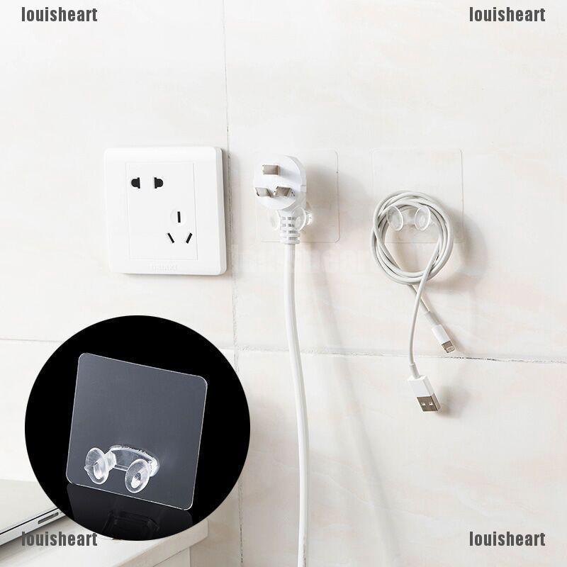 4Pc Home Office Wall Adhesive Plastic Power Plug Socket Holder Hanger ...