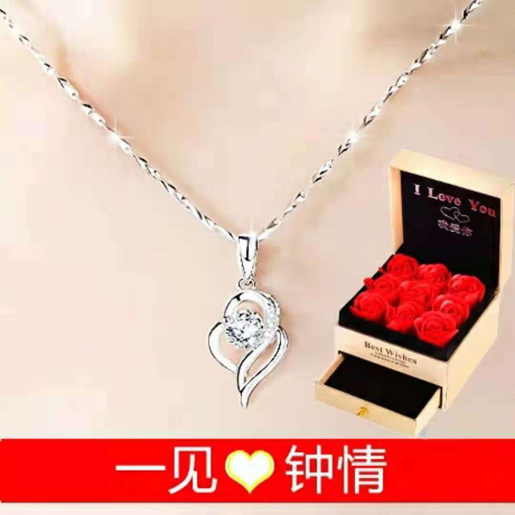 S999สร้อยคอเงินหญิงกระดูกไหปลาร้าน้ำเครื่องประดับจี้ส่งแฟนภรรยา520ของขวัญวันเกิดวันวาเลนไทน์ ...