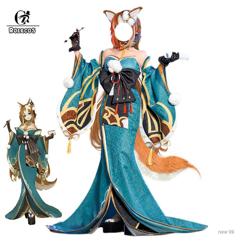 อะนิเมะยอดนิยม ROLECOS Game Genshin Impact Miss Hina Cosplay Costume ...