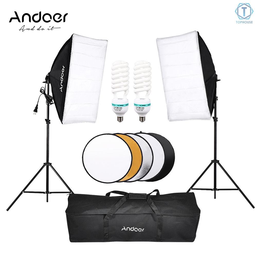 Andoer Photography Studio Softbox Lighting Tent Kit Photo Video Equipment 2 * 135W Bulb 2 ...