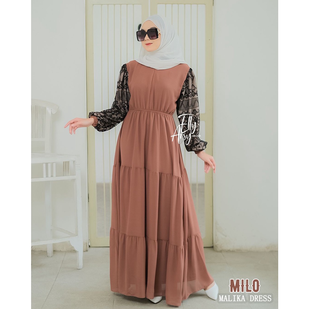 Malika Dress Ori ELLY ARSY Ceruty Babydoll วัสดุผ้าขนฟู - dhanishopfa ...