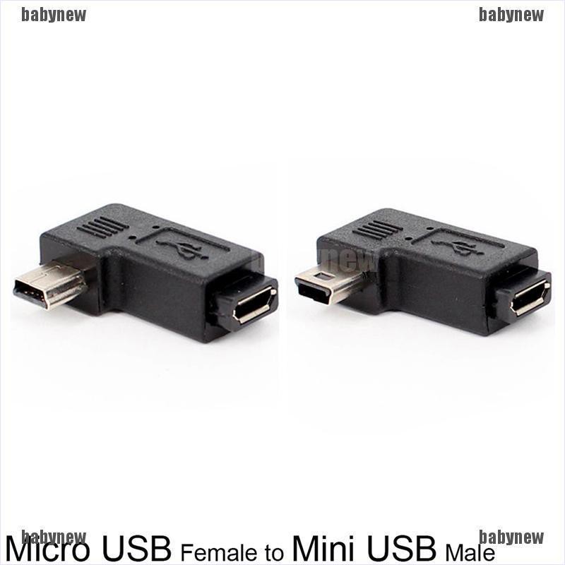 Bynew 90 องศา มุมขวา Mini USB Type A ตัวผู้ เป็น Micro USB ตัวเมีย ...