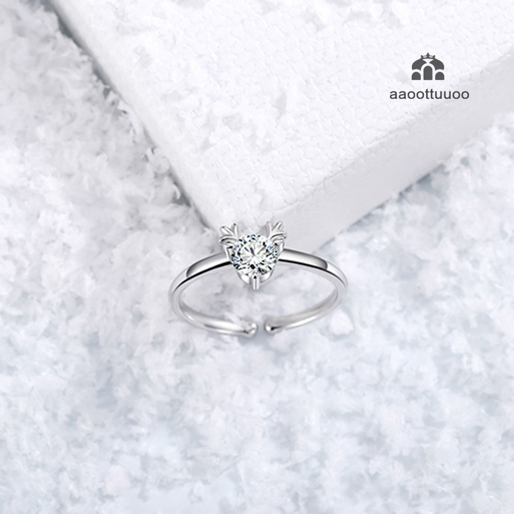 Women Vintage Simple Elk Crystal Rings Rhinestone Wedding Engagement ...