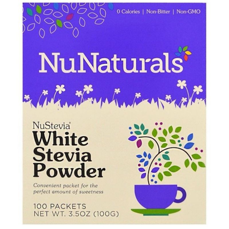 NuNaturals, NuStevia, White Stevia Powder, 100 Packets, 3.5 oz (100 g ...
