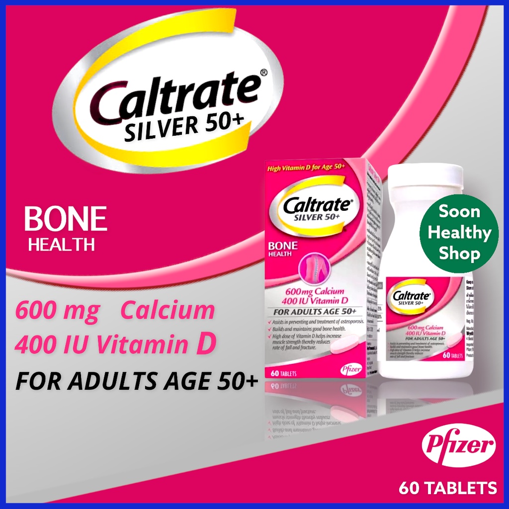 Caltrate Silver 50+ แคลเทรต ซิลเวอร์ แคลเซียม 600 + วิตามินดี 400 IU ...