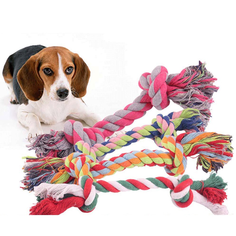 Random Color Pet Dog Toy Bite Rope Double Knot Cotton Rope Funny Cat ...