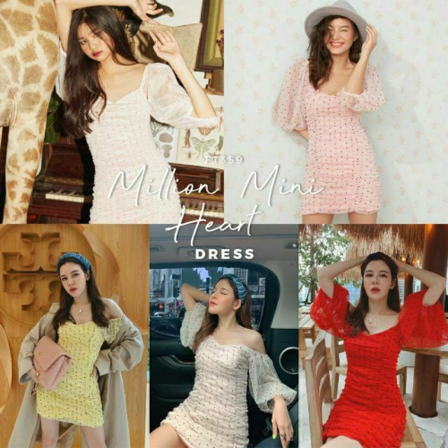 Flat2112 Million mini hearts สีเหลือง ของใหม่ - bow_beam - ThaiPick