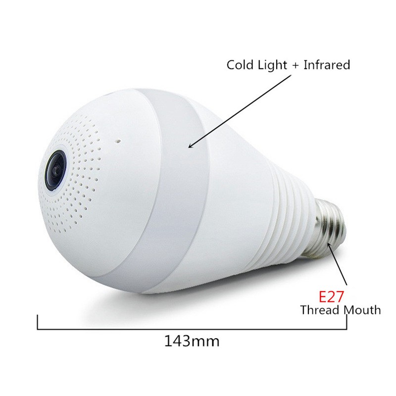 กล้องหลอดไฟ FULL HD 1080P 2.0MP Panoramic iP Camera WiFi app neye3c ...