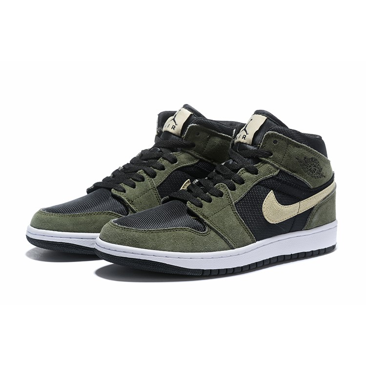 Nike Jordan 1 new black army green unisex wild trend basketball shoes ...