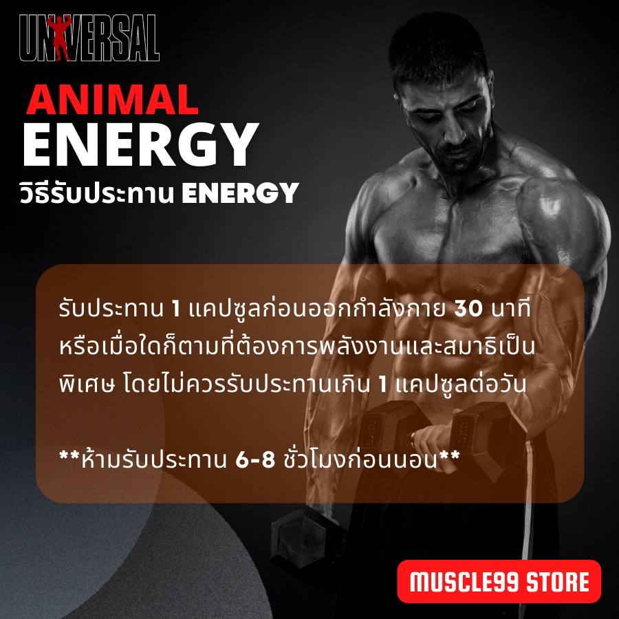 UNIVERSAL NUTRITION Animal Energy เพิ่มแรงก่อนออกกำลังกาย(60 แคปซูล)(มี ...