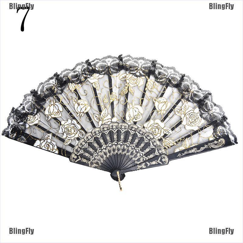 Bling Chinese Style Dance Party Wedding Lace Folding Hand Held Flower ...