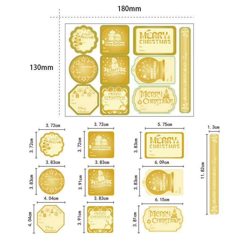 Diam 80Pcs/8Sheet Merry Christmas Name Sticker Red green Adhesive Gift ...