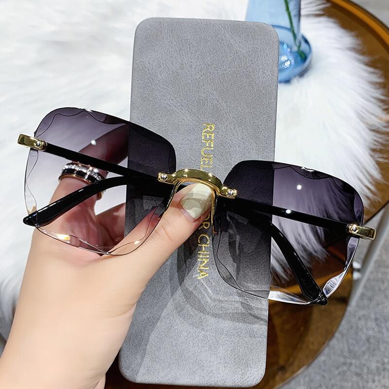 Classic Vintage Square Sunglasses Woman Gradient Mirror Frameless Sun ...